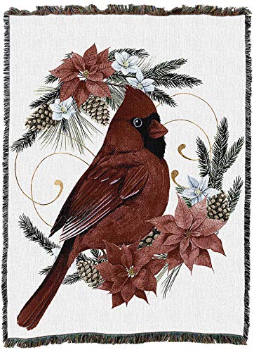 Pure Country Weavers Christmas Cardinal Blanket by Grace Popp - Gift Tapestry Throw Woven from Cotton - Made in The USA (72x54)