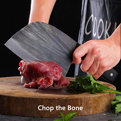 Forging Serbian Chef Knife Kitchen Chef Knives Full Tang High Carbon Clad Steel Almasi Butcher Cleaver with Leather Sheath (B-Almasi Knife)