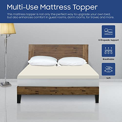 Spinal Solution 2-Inch High Density Foam Topper,Adds Comfort to Mattress, Queen Size