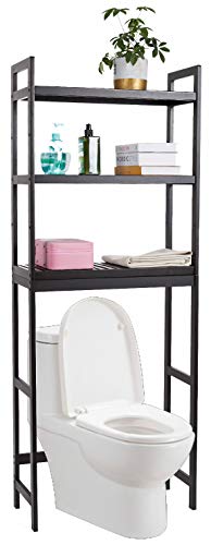 Bathroom Over The Toilet Organizer Storage Rack with Adjustable Shelves 3 Tier Bamboo Freestanding Shelf Plant Stand Multipurpose Organizer Space Saver for Laundry, Balcony,Brow