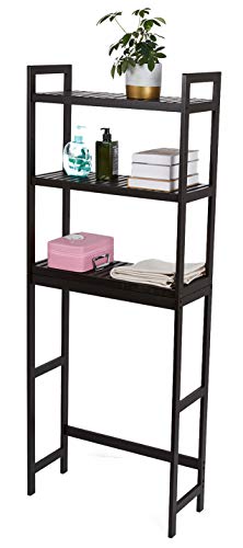 Bathroom Over The Toilet Organizer Storage Rack with Adjustable Shelves 3 Tier Bamboo Freestanding Shelf Plant Stand Multipurpose Organizer Space Saver for Laundry, Balcony,Brow