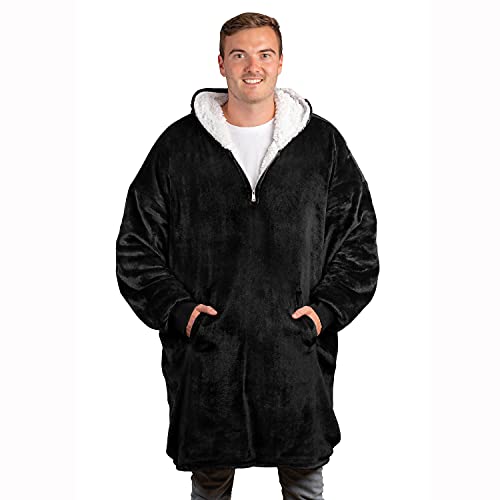Trekki Oversized Hoodie Blanket Sweatshirt, Wearable Blanket Hoodie Men Women with Zip, Comfy Fleece Hooded Blanket Adult