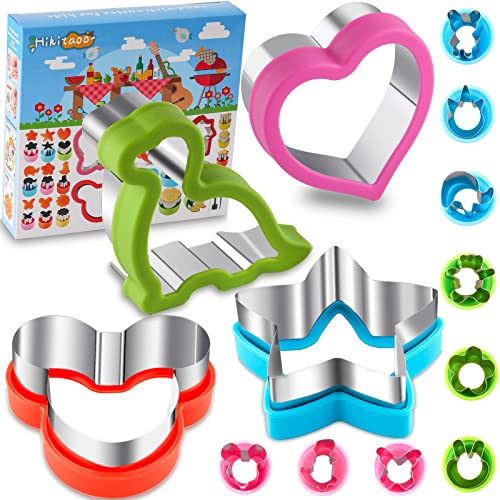 Stainless Steel Sandwiches Cutter set Kids Vegetable Fruit Cutters Heart Star Dinosaur Mousehead Sandwich Cutters Shape Cookie Cutout Fun Food Shape Cutters for Baking