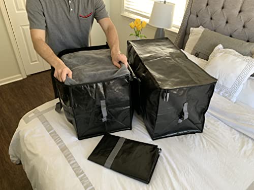 TOP BOX Extra Large Heavy Duty Moving Bags W/Reinforced Handles & Zippers, Backpack Straps, Moving & Storage Totes (6)