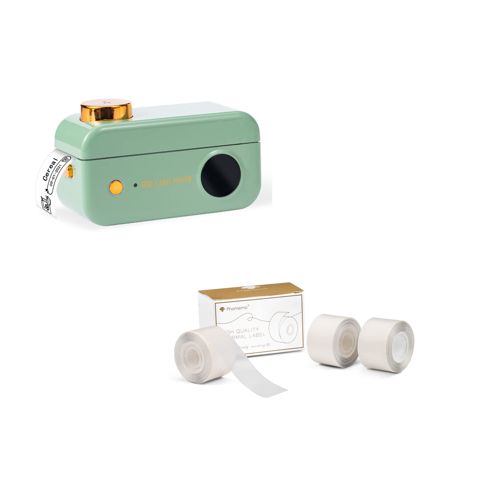 Phomemo D50 Label Maker with 3 Rolls Transparent Adhesive Label 20mm*6mm