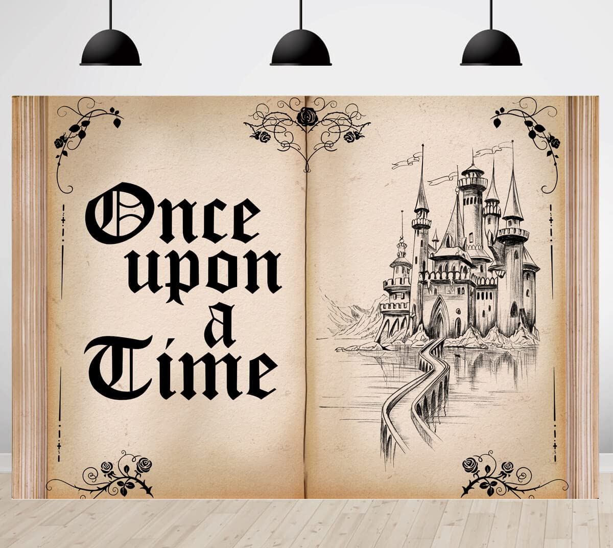 Fairy Tale Books Backdrops Once Upon a Time Ancient Castle Princess Romantic Story Photography Background Kids Baby Shower Banner Backdrop Wedding Birthday Party Cake Table Decorations 10x7ft