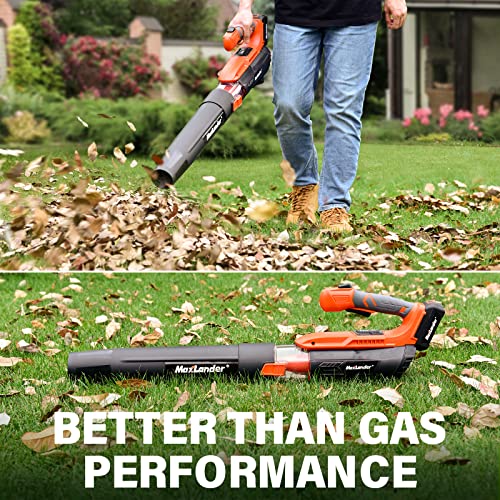 MAXLANDER Leaf Blower Cordless with Battery and Charger, 350CFM Battery Powered Leaf Blowers for Lawn Care, 2-Speed Mode Electric Leaf Blower for Snow Blowing 2PCS 2.0Ah Batteries Included