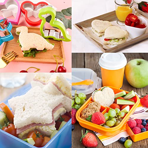 Stainless Steel Sandwiches Cutter set Kids Vegetable Fruit Cutters Heart Star Dinosaur Mousehead Sandwich Cutters Shape Cookie Cutout Fun Food Shape Cutters for Baking