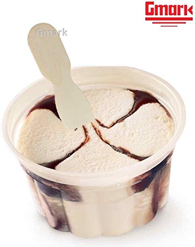 Gmark Wooden Ice Cream Spoons 100pc - Tasting Spoons, Ice Cream Sticks 3 Inches Perfect for Tasting, Sampling, Crafts 100/Bag GM1037