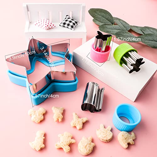 Stainless Steel Sandwiches Cutter set Kids Vegetable Fruit Cutters Heart Star Dinosaur Mousehead Sandwich Cutters Shape Cookie Cutout Fun Food Shape Cutters for Baking