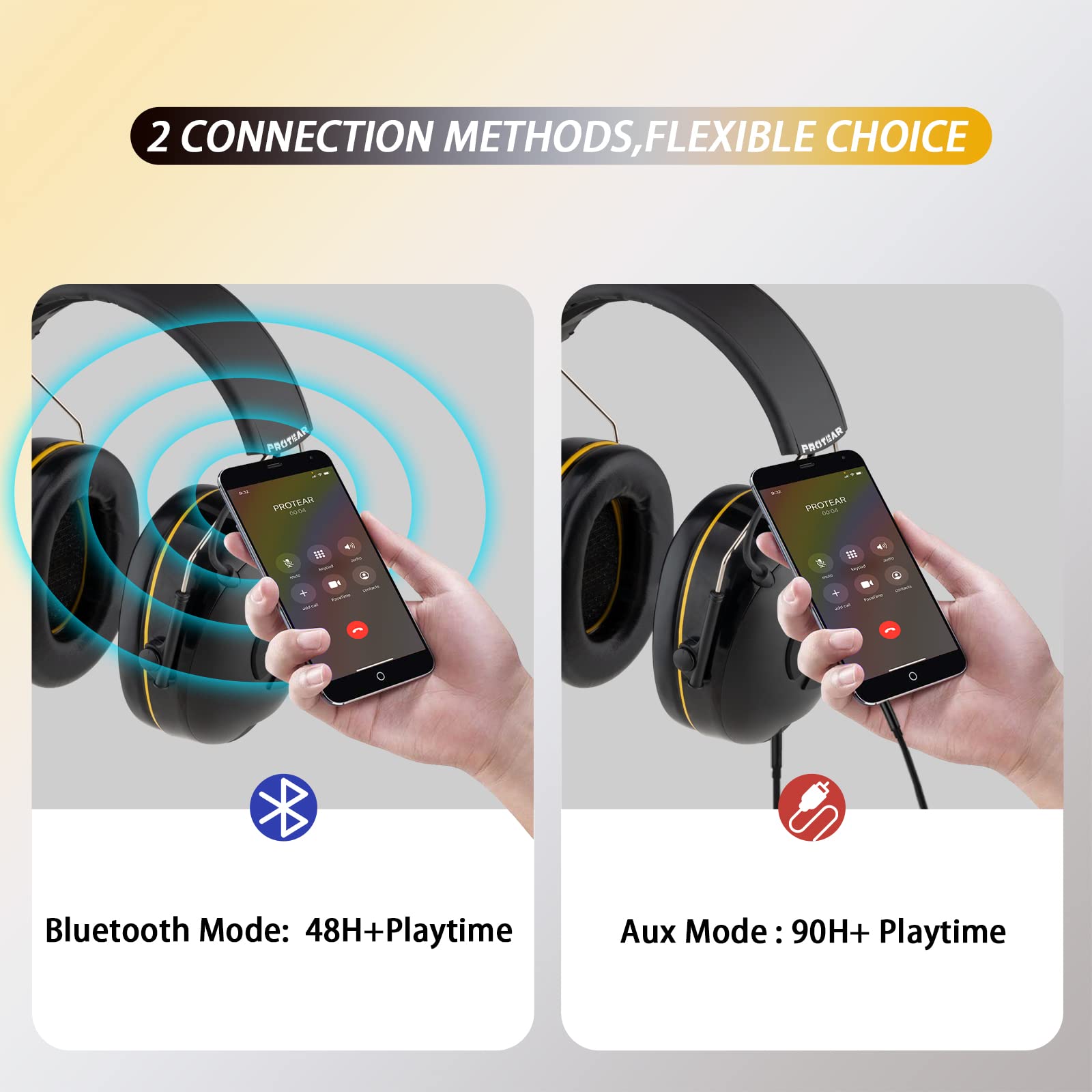 inf protear(Upgraded E6850 Bluetooth Hearing Protection with Integrated Microphone, High-Fidelity Speakers,120H+Playtime, Ideal Ear Muffs for Noise Reduction for Mowing, Workshop, NRR 25 dB