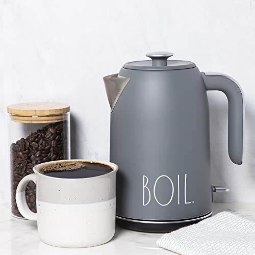 Rae Dunn Electric Water Kettle - Stainless Steel Coffee Maker, Tea Kettle, Electric Hot Water Kettle with Automatic Shut Off Boil-Dry Protection, 1500 Watt Boiling Power, 1.7 Liters, Grey