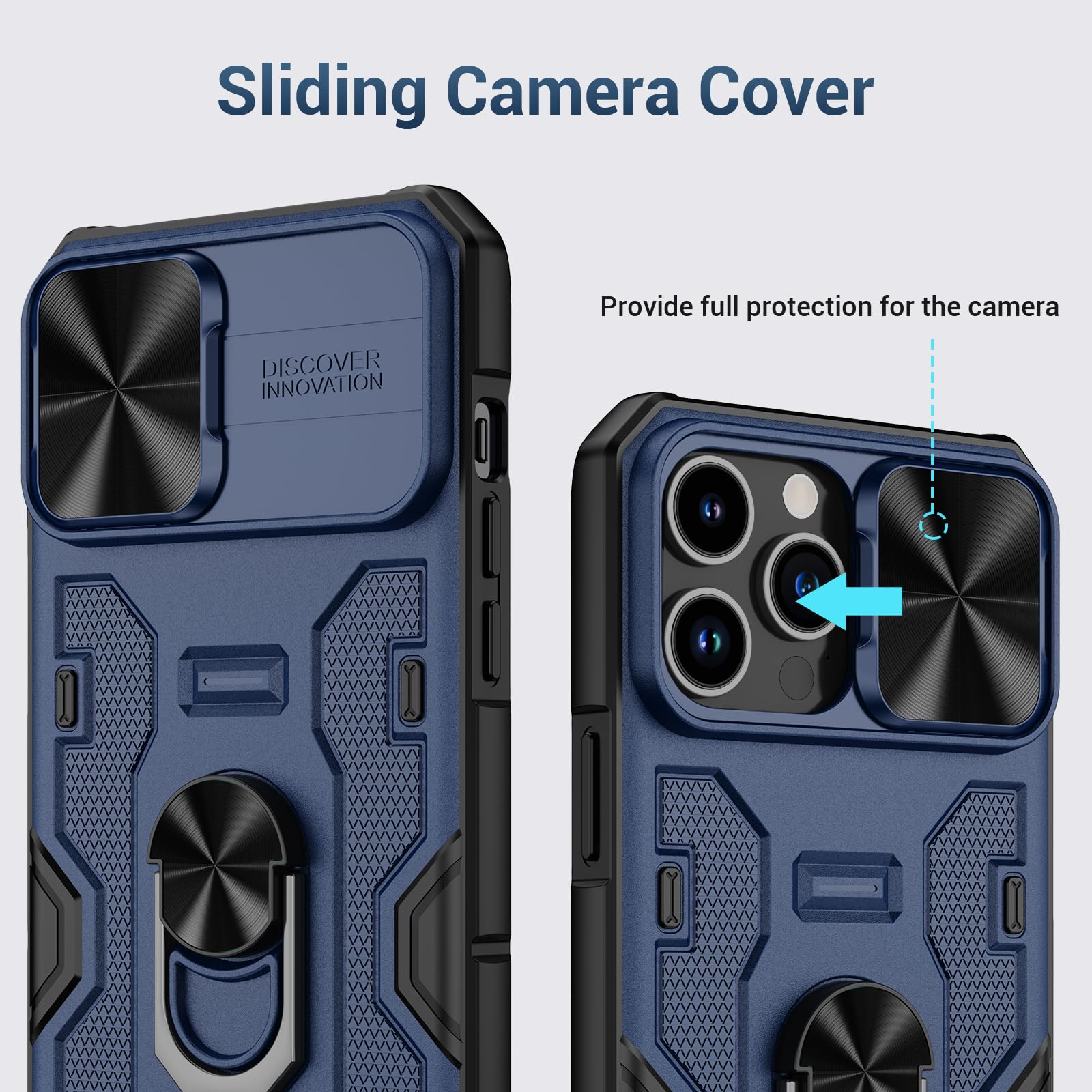 NULETO for iPhone 13 Pro Max & iPhone 12 Pro Max Case: iPhone 13 Pro Max & iPhone 12 Pro Max Case with Stand & Camera Cover - Protective Case Built-in 360° Rotate Ring Kickstand Shockproof - Blue