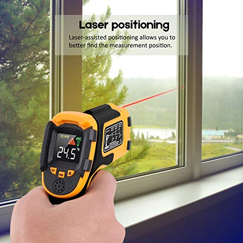 Infrared Thermometer Non-Contact Digital Laser Temperature Gun Color Display -58℉~1112℉(-50℃~600℃) Adjustable Emissivity - for Cooking/BBQ/Food/Fridge/Pizza Oven/Engine - Meat Thermometer Included