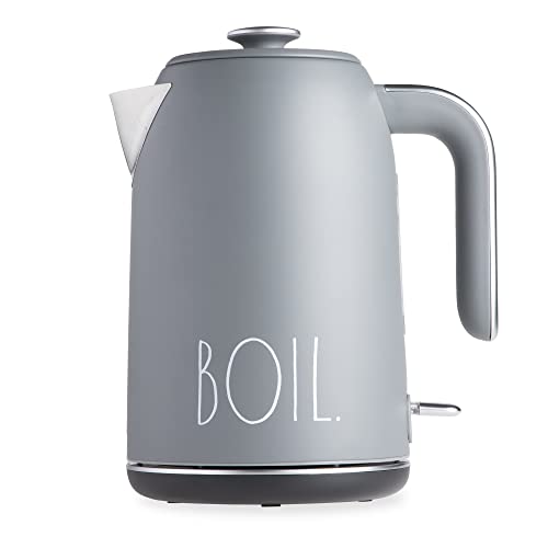 Rae Dunn Electric Water Kettle - Stainless Steel Coffee Maker, Tea Kettle, Electric Hot Water Kettle with Automatic Shut Off Boil-Dry Protection, 1500 Watt Boiling Power, 1.7 Liters, Grey
