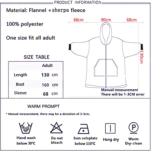 Shellconch Oversized Wearable Blanket Hoodie.Sherpa sweatshirt blanket has hats, zippers suitable men and women as gifts (GREY)