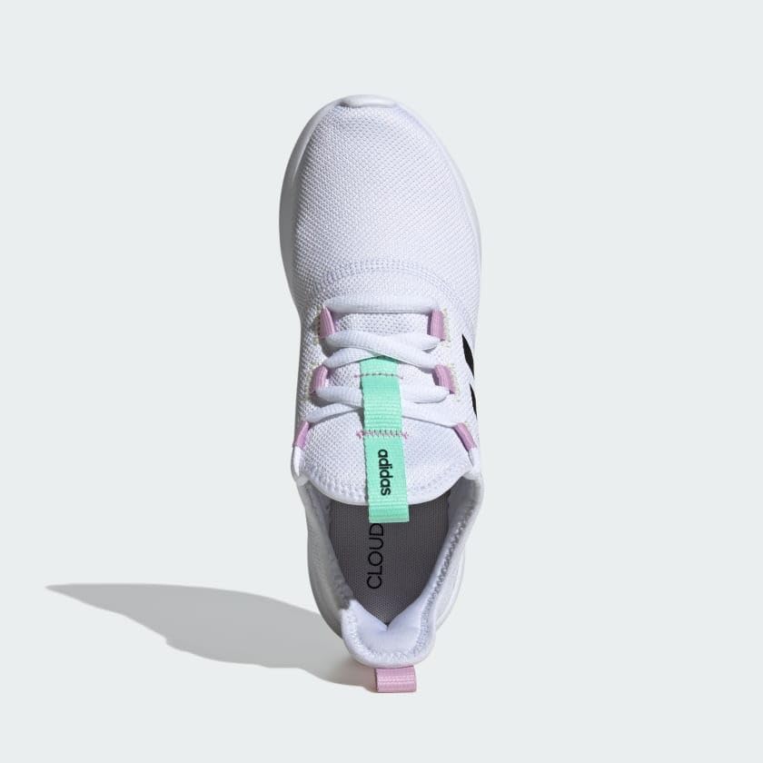 adidas Women's Cloudfoam Pure 2.0 Sneaker, White/Black/Pulse Mint, 6.5