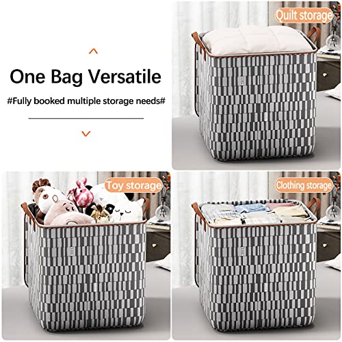 3PC Large Capacity Folding Clothes Storage Bag - Portable Clothes Storage Bag with Reinforced Handle Zipper, for Home Comforters Pillow Blanket Bedding Quilt,3 Sizes (3 Pack)