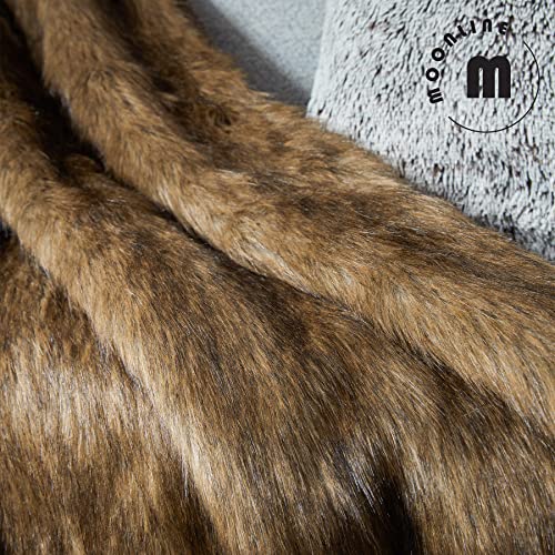 MOONLINE Luxurious Faux Fur Throw Blanket, Shaggy & Fluffy Throw Rug, Ultra Soft with Long Pile & Brushed Tips, Plush Fuzzy Blanket for Bed Couch Sofa Chair Home Accent Decoration, (50β x 70β, Brown)