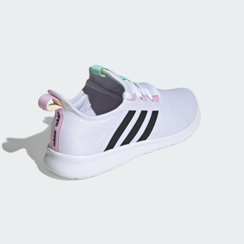 adidas Women's Cloudfoam Pure 2.0 Sneaker, White/Black/Pulse Mint, 6.5