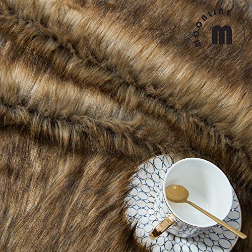 MOONLINE Luxurious Faux Fur Throw Blanket, Shaggy & Fluffy Throw Rug, Ultra Soft with Long Pile & Brushed Tips, Plush Fuzzy Blanket for Bed Couch Sofa Chair Home Accent Decoration, (50β x 70β, Brown)