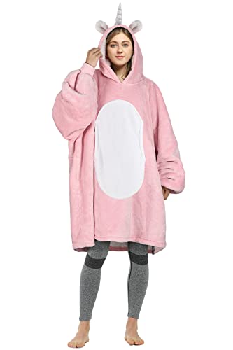 Catalonia Unicorn Blanket Hoodie Sweatshirt, Oversized Wearable Sherpa Lounging Pullover for Adults Men Women Teenagers Kids Gift