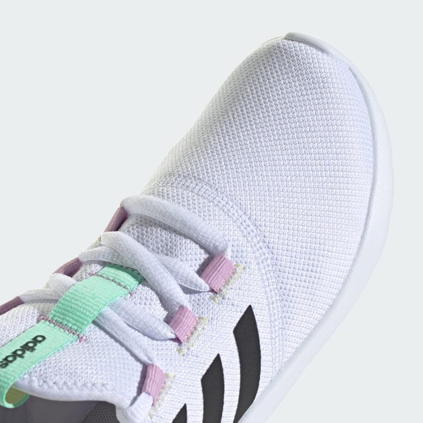 adidas Women's Cloudfoam Pure 2.0 Sneaker, White/Black/Pulse Mint, 6.5