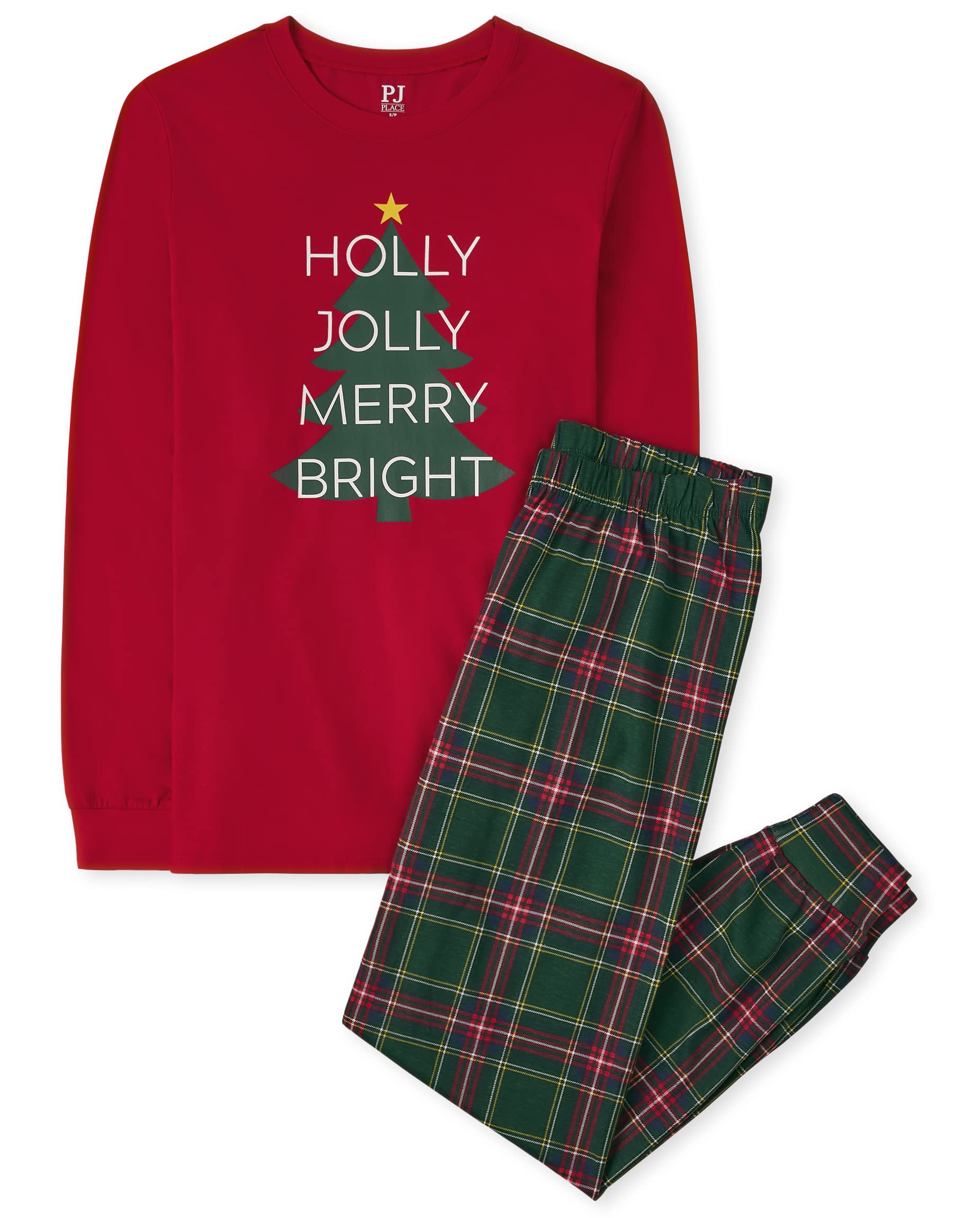 The Children's Place baby girls Family Matching Christmas Holiday Sets, Snug Fit 100% Cotton, Adult, Big Kid, Toddler, Pajama Set, Holly Jolly/Plaid, Medium US