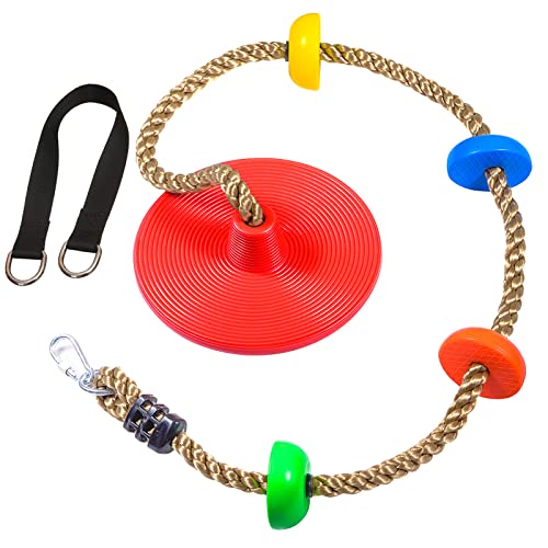 Tree Swing for Kids, Kids Disc Swing Climbing Rope with Platforms Indoor and Outdoor Backyard Playground Playset Accessories with Tree Swing Hanging Strap