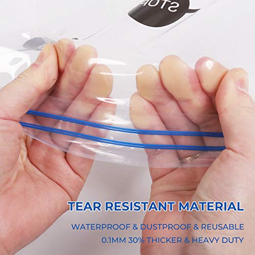 Vacuum Storage Bags, Compressed Air by Sitting, No Pump Needed, Double-Color Zip, for Clothes, Pillows, Towels, Blankets, White
