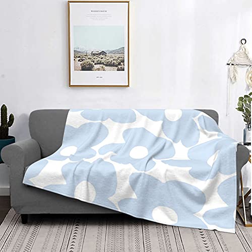 Fleece Throw Blankets Large Retro Flowers Bed Blankets β Breathable Warm Soft Lightweight Flannel Blankets for Couch Bed Sofa 60x50 Inches,White Baby-Blue Home Decor Bed Blanket Bedcovers