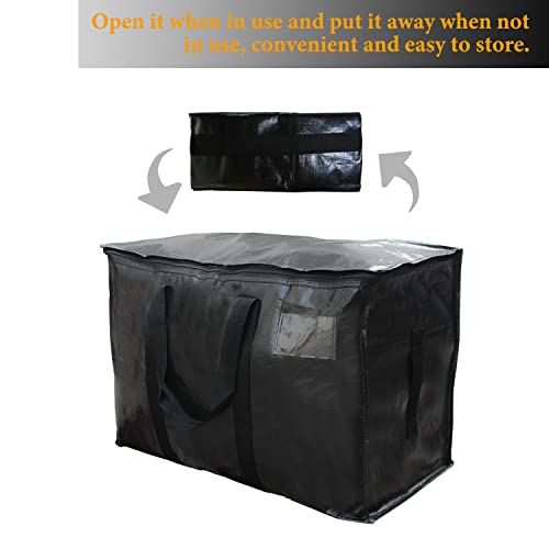 CUXFLS Moving Bags Heavy Duty Extra Large Stroage Bags with Strong Zippers and Handles for Moving Supplies, Foldable Heavy-Duty Storage Bags Storage for Space Saving, Alternative to Moving Boxes(Black - L - Set of 4)