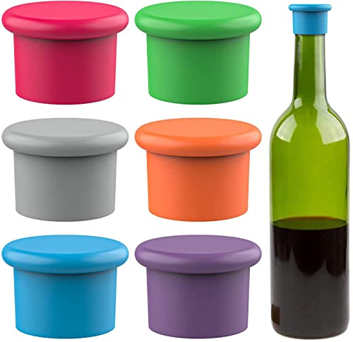 yiwoo wine cap,Silicone wine caps for bottles,Replace bottle stoppers,Wine Gifts-Wine Topper seal Reusable Bottle Caps (6 Pack)
