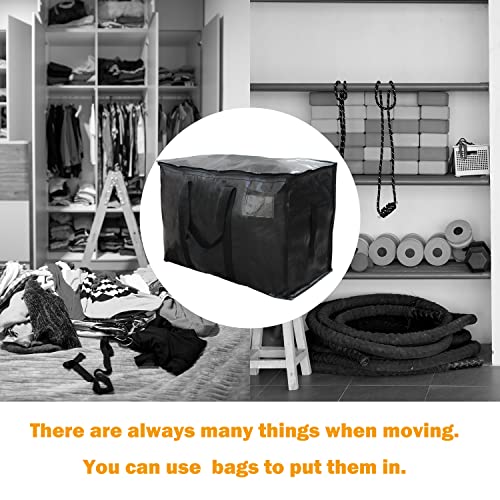 CUXFLS Moving Bags Heavy Duty Extra Large Stroage Bags with Strong Zippers and Handles for Moving Supplies, Foldable Heavy-Duty Storage Bags Storage for Space Saving, Alternative to Moving Boxes(Black - L - Set of 4)