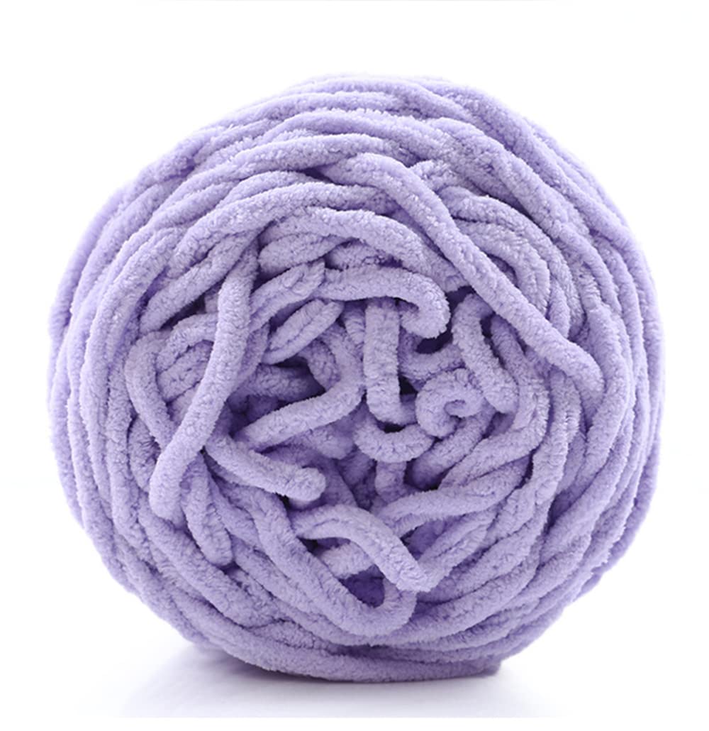 YingRen Pure Color Cute Soft Knitting Chunky Towelling Wool Ball Skein Scarf Yarn - Perfect for Any Knitting and Crochet Mini Project Blue 100g
