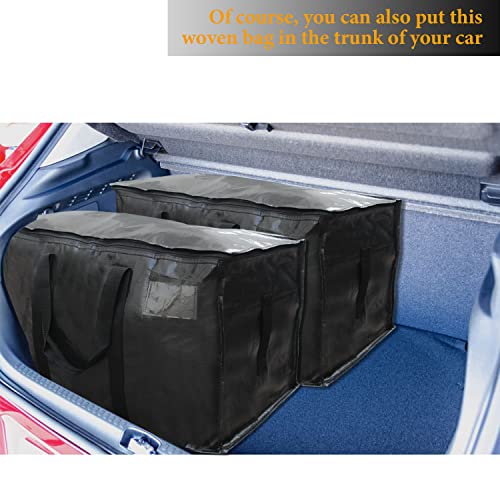 CUXFLS Moving Bags Heavy Duty Extra Large Stroage Bags with Strong Zippers and Handles for Moving Supplies, Foldable Heavy-Duty Storage Bags Storage for Space Saving, Alternative to Moving Boxes(Black - L - Set of 4)