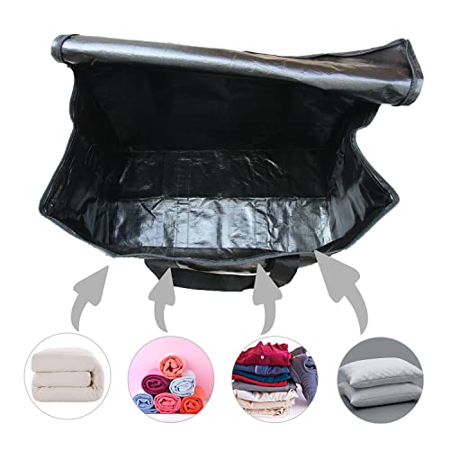 CUXFLS Moving Bags Heavy Duty Extra Large Stroage Bags with Strong Zippers and Handles for Moving Supplies, Foldable Heavy-Duty Storage Bags Storage for Space Saving, Alternative to Moving Boxes(Black - L - Set of 4)