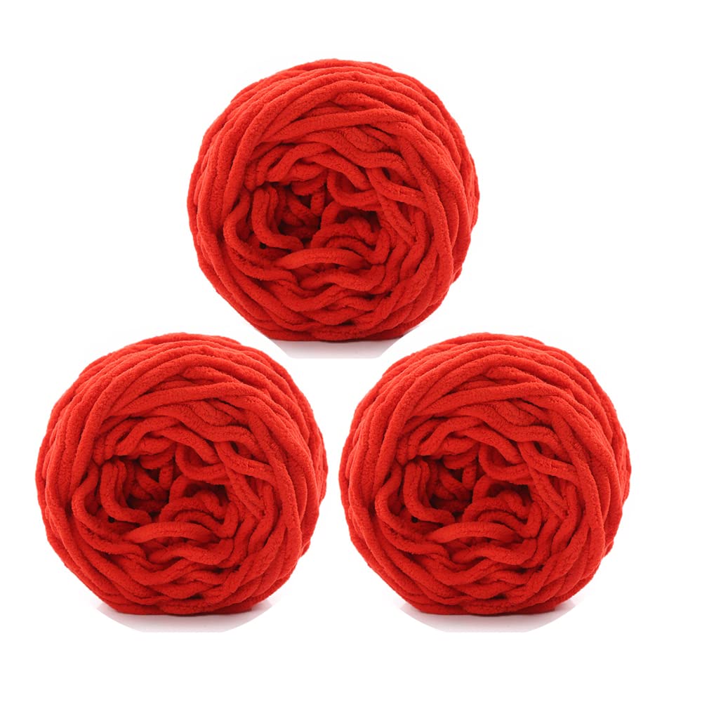 YingRen Pure Color Cute Soft Knitting Chunky Towelling Wool Ball Skein Scarf Yarn - Perfect for Any Knitting and Crochet Mini Project Blue 100g