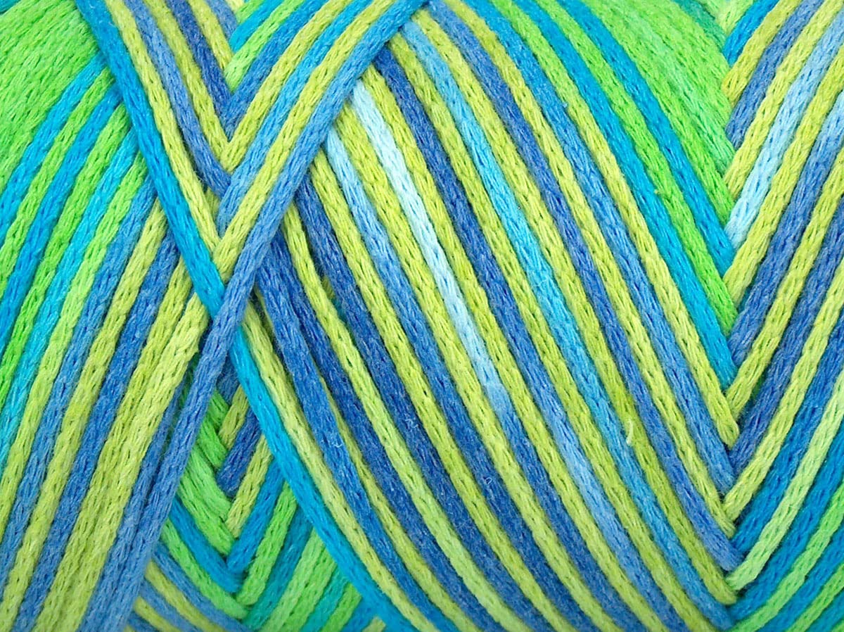 250 gr ICE YARNS Macrame Cotton Print (80% Cotton) Yarn Green Shades Blue Lilac