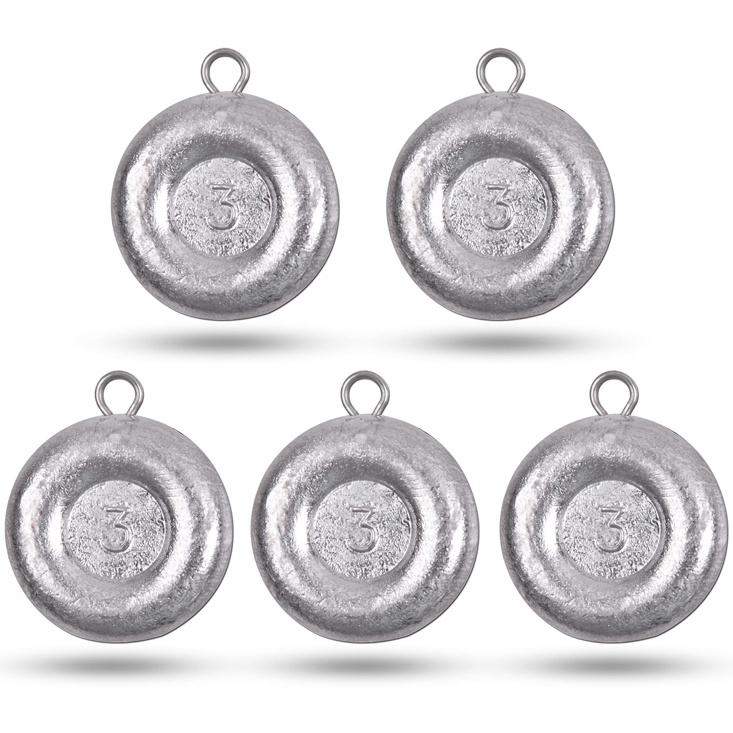 Disc Sinkers Fishing Weights Coin Fishing Sinker Weights Saltwater Surf Fishing Weights Catfishing Gear Tackle for Drifting Trolling Bottom Fishing Saltwater 1oz 2oz 3oz 4oz 5oz 6oz 8oz (3oz, 5pcs)