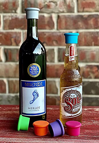 yiwoo wine cap,Silicone wine caps for bottles,Replace bottle stoppers,Wine Gifts-Wine Topper seal Reusable Bottle Caps (6 Pack)