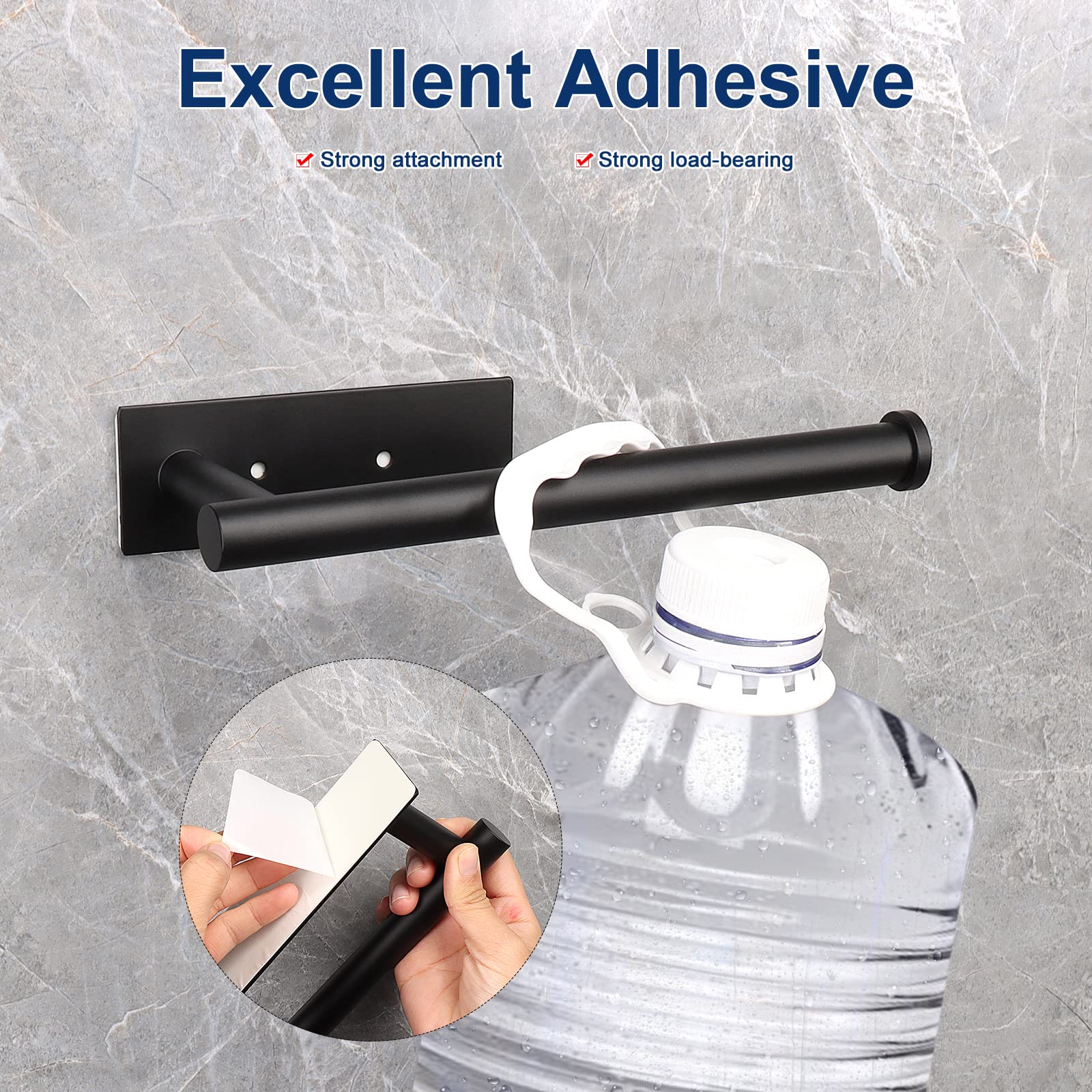 NearMoon Self Adhesive Hand Towel Holder/Towel Ring, Stainless Steel Hand Towel Bar Rustproof Stick on Wall-Towel Rack for Bathroom/Kitchen, Adhesive and Wall Mounted (1, Matte Black)