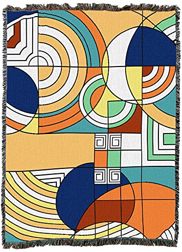 Pure Country Weavers Frank Lloyd Wright Hoffman Pinwheel Blanket - Mission Prairie School Style - Gift Tapestry Throw Woven from Cotton - Made in The USA (72x54)