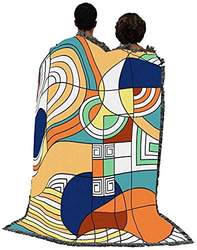 Pure Country Weavers Frank Lloyd Wright Hoffman Pinwheel Blanket - Mission Prairie School Style - Gift Tapestry Throw Woven from Cotton - Made in The USA (72x54)