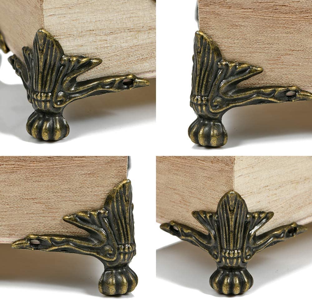 Olldag 24 PCS Antique Brass Box Legs Feet for Wood Case Jewelry Chest Storage Corner, Protector Zinc Alloy for Embossing Wooden Case Decor Cases, Cabinets (Green Bronze)