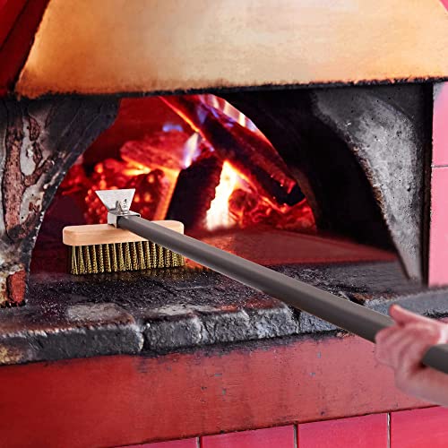 SHANGPEIXUAN PizzaTurning Peel 9 Inch Perforated Pizza Peel and Pizza Brush Ash Rake 4 Piece Wood Fired Commercial Pizza Oven Utensil Kit with 40-Inch Aluminum Handle …