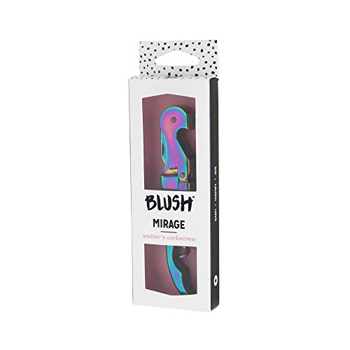 Blush Mirage Double Hinged Corkscrew, Cute Iridescent Wine Bottle Opener and Foil Cutter, Stainless Steel Bar Accessories, 4.75 Inches Long, Set of 1