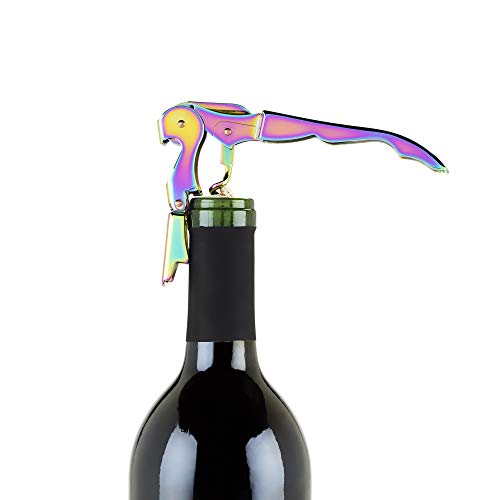 Blush Mirage Double Hinged Corkscrew, Cute Iridescent Wine Bottle Opener and Foil Cutter, Stainless Steel Bar Accessories, 4.75 Inches Long, Set of 1
