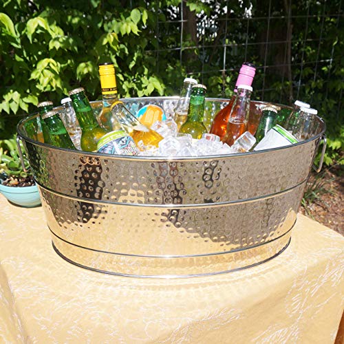 BREKX Aspen Heavy-Duty Stainless Steel Beverage Tub - Metal Ice and Drink Bucket, Large 25-Quart Beverage Tub for Parties