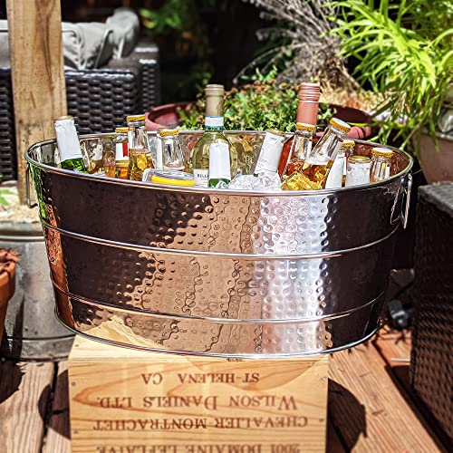 BREKX Aspen Heavy-Duty Stainless Steel Beverage Tub - Metal Ice and Drink Bucket, Large 25-Quart Beverage Tub for Parties